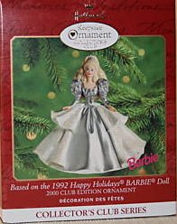 1992 Holiday Barbie Ornament
